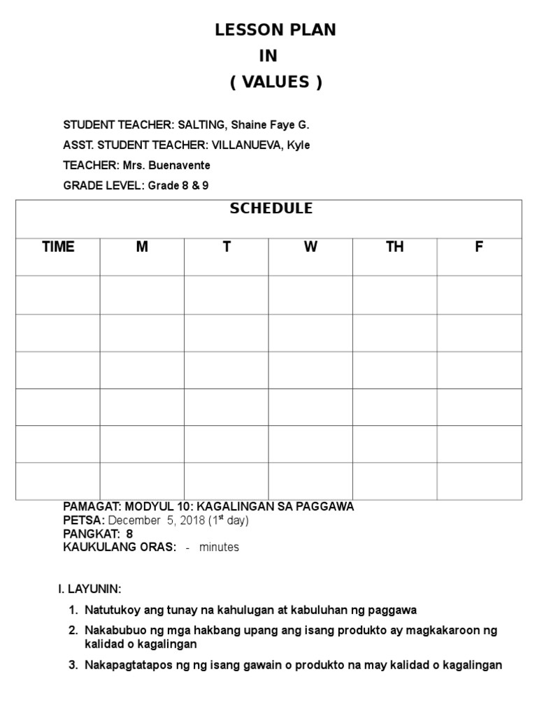 ST Lesson Plan Example | PDF