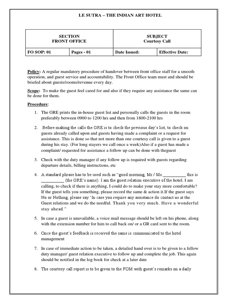 Courtesy Call | PDF