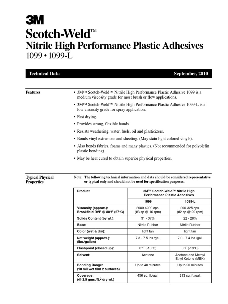3M 1099 TDS | PDF | Adhesive | Implied Warranty