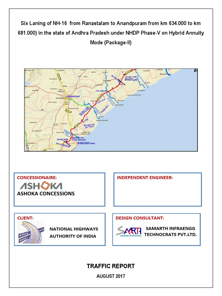 Traffic Report for NH-16 Six Laning Project | PDF | Traffic | Road