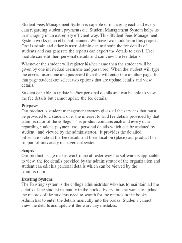 Student Fees Management System | PDF