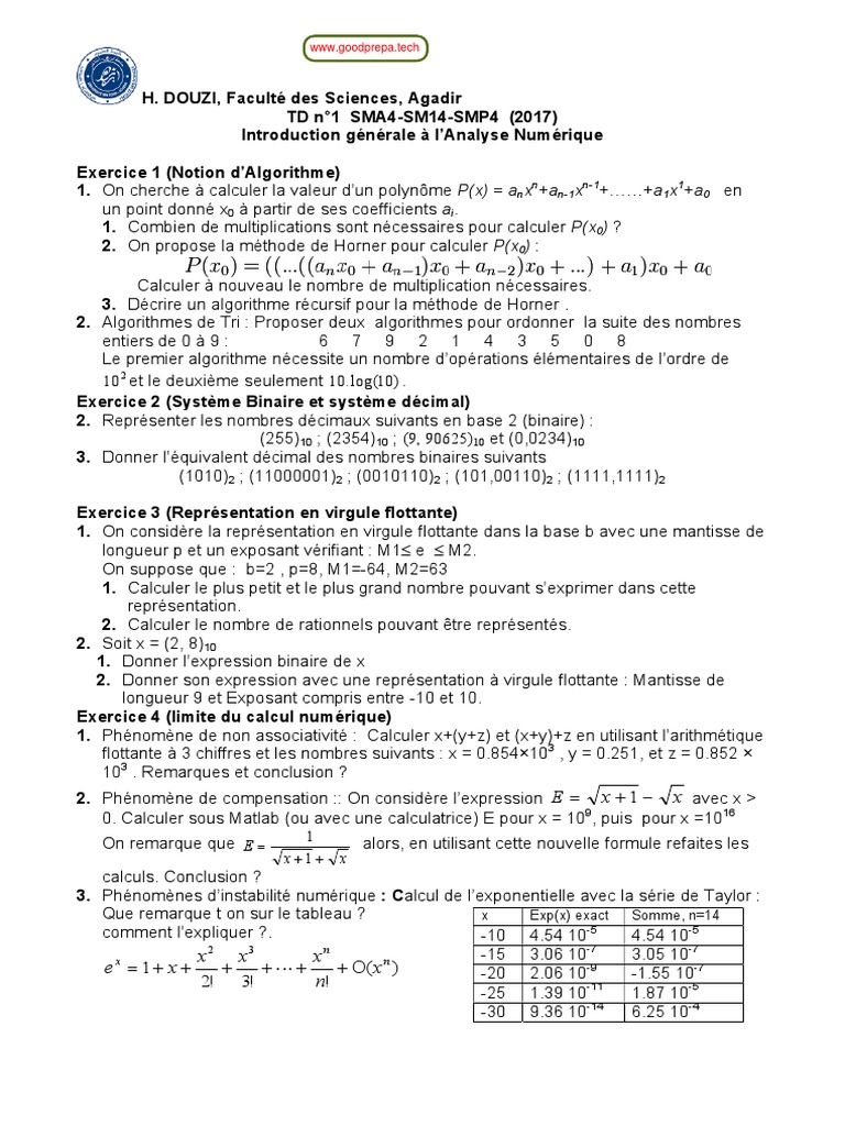 Introduction à l'Analyse Numérique et Algorithmes | PDF | Matrice ...