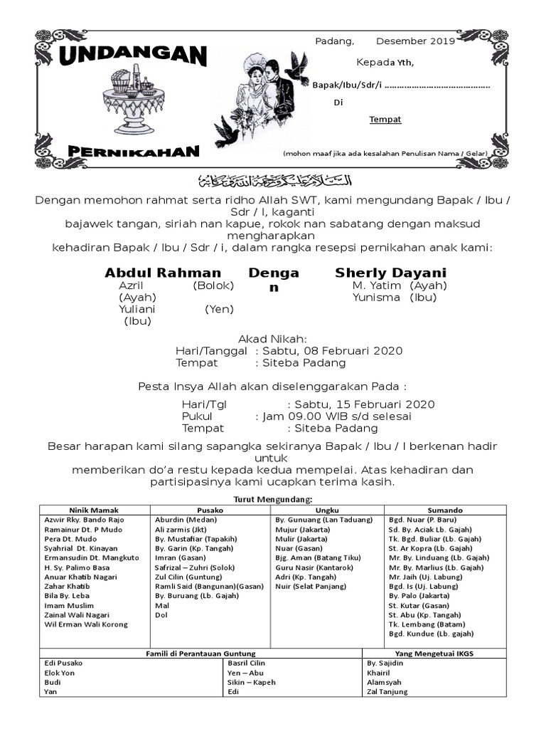 Undangan Pernikahan Adat Minang | PDF