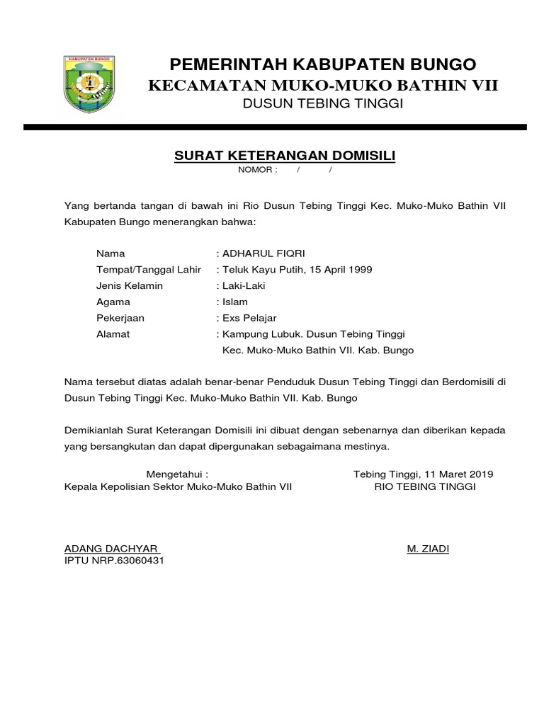 Surat Domisili | PDF
