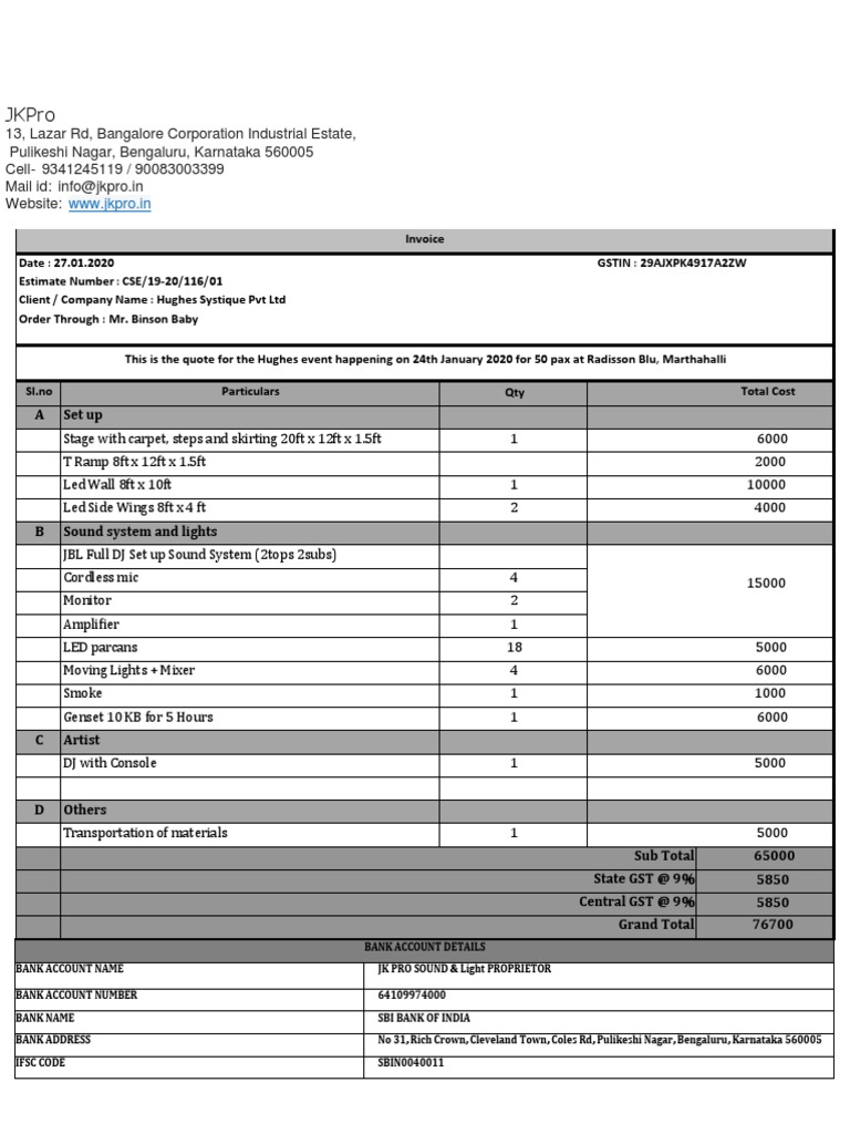 JKPRO-Invoice - Genset Usgae | PDF | Services (Economics) | Taxes