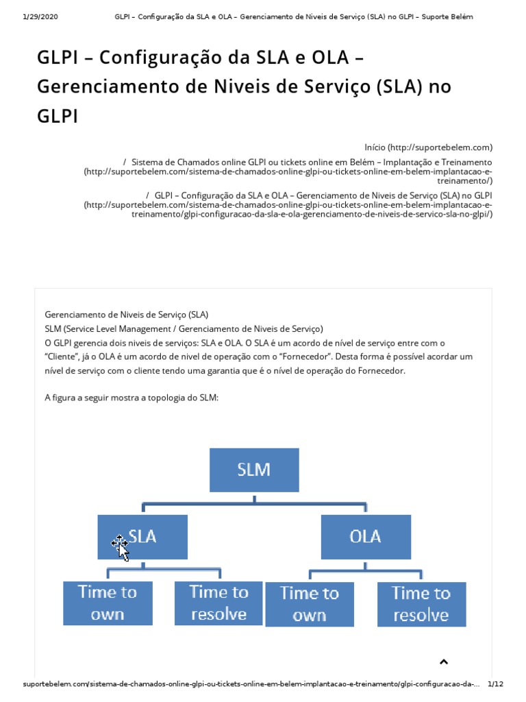 Configuração de SLA e OLA no GLPI | PDF | Acordo de Nível de Serviço ...