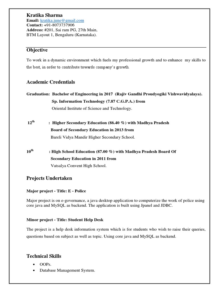 Kratika Sharma Resume | PDF