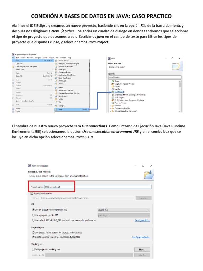 Conexión A Bases de Datos en Java PDF | PDF | Eclipse (software) | Java (lenguaje de programación)