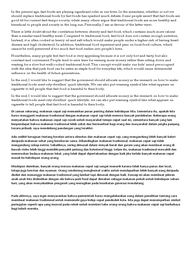 Contoh Text Discussion | PDF | Fast Food | Eating Behaviors