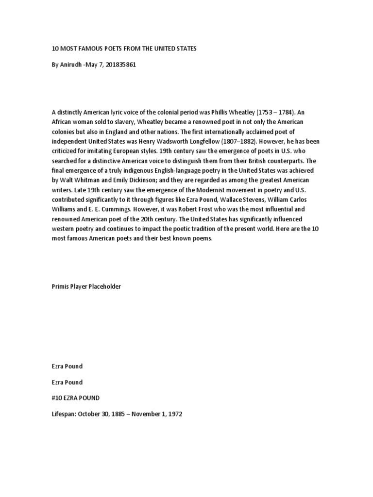 10 Most Famous Poets From The United States | PDF | Sylvia Plath | Maya ...