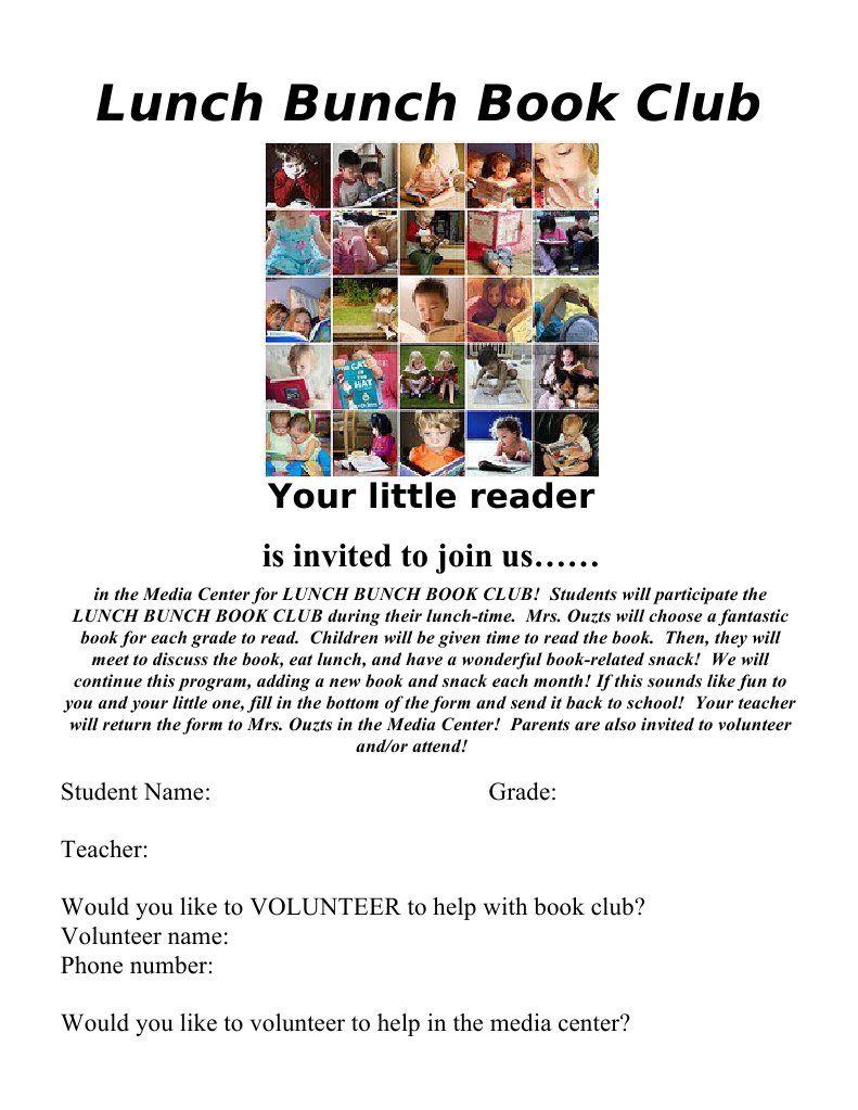 Lunch Bunch Book Club Invitation | PDF