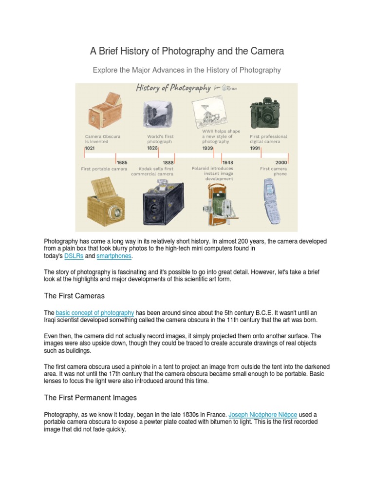 A Brief History of Photography and The Camera | PDF | Camera | Digital ...