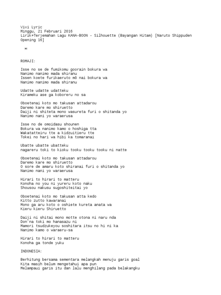 Lirik Lagu Silhouette | PDF