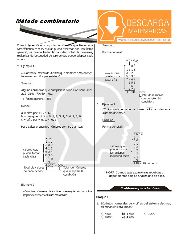 Método Combinatorio Cuarto de Secundaria | PDF | Aritmética | Comunicación escrita