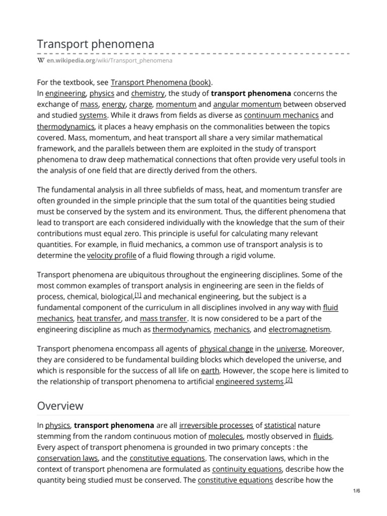 Transport Phenomena Summary | PDF | Transport Phenomena | Diffusion