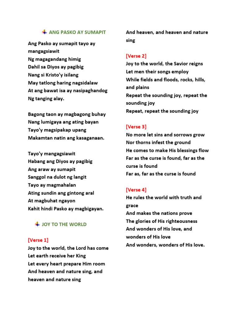 Ang Pasko Ay Sumapit | PDF | Joy To The World | Christmas