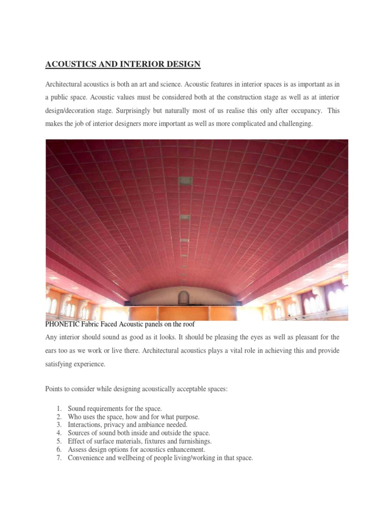 Acoustics in Interior Design Essentials | PDF | Acoustics | Sound