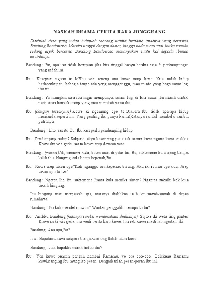 Naskah Drama Cerita Rara Jonggrang | PDF Naskah Drama Cerita Rara Jonggrang | PDF