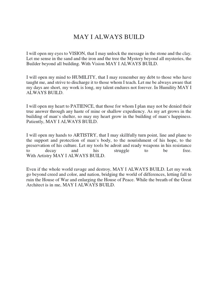 May I Always Build | PDF