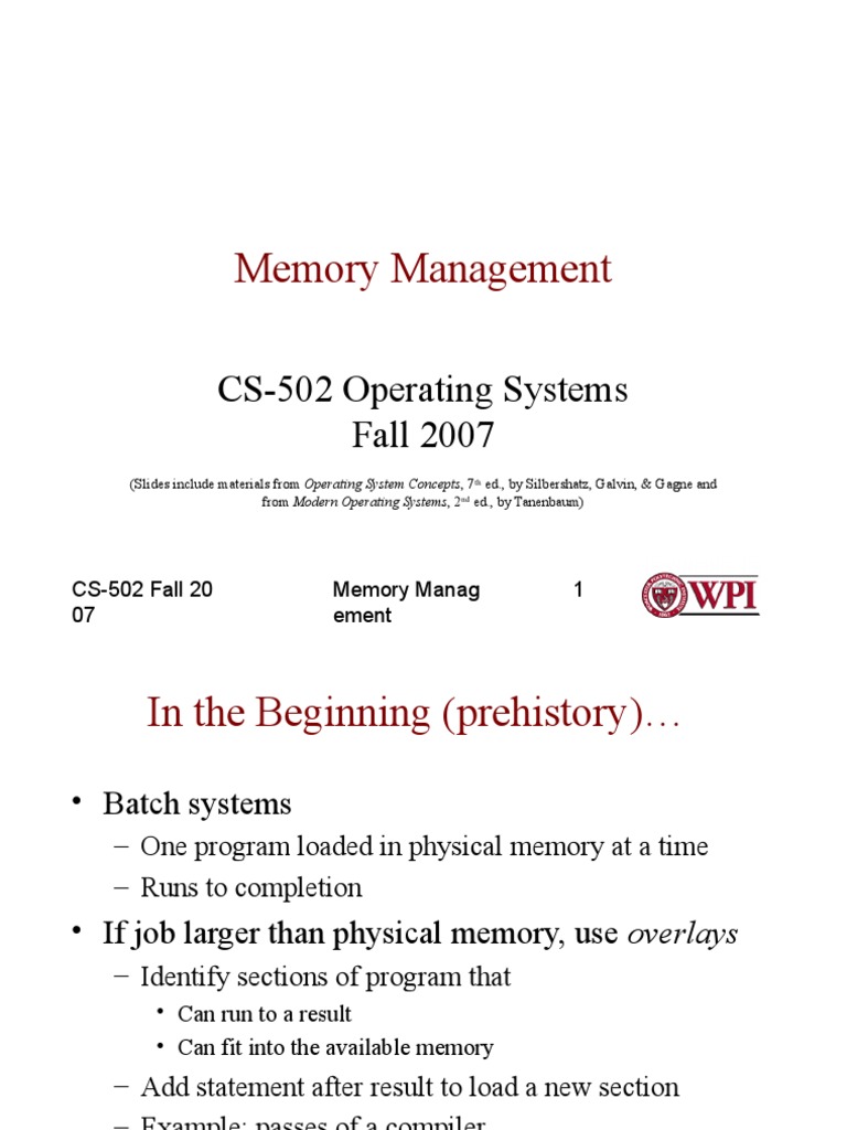 Week 04, Memory Management | PDF | Process (Computing) | Operating System