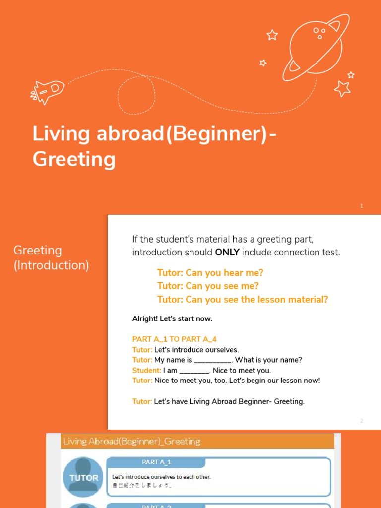 Greetings for Living Abroad Lessons | PDF | Learning | Behavior ...