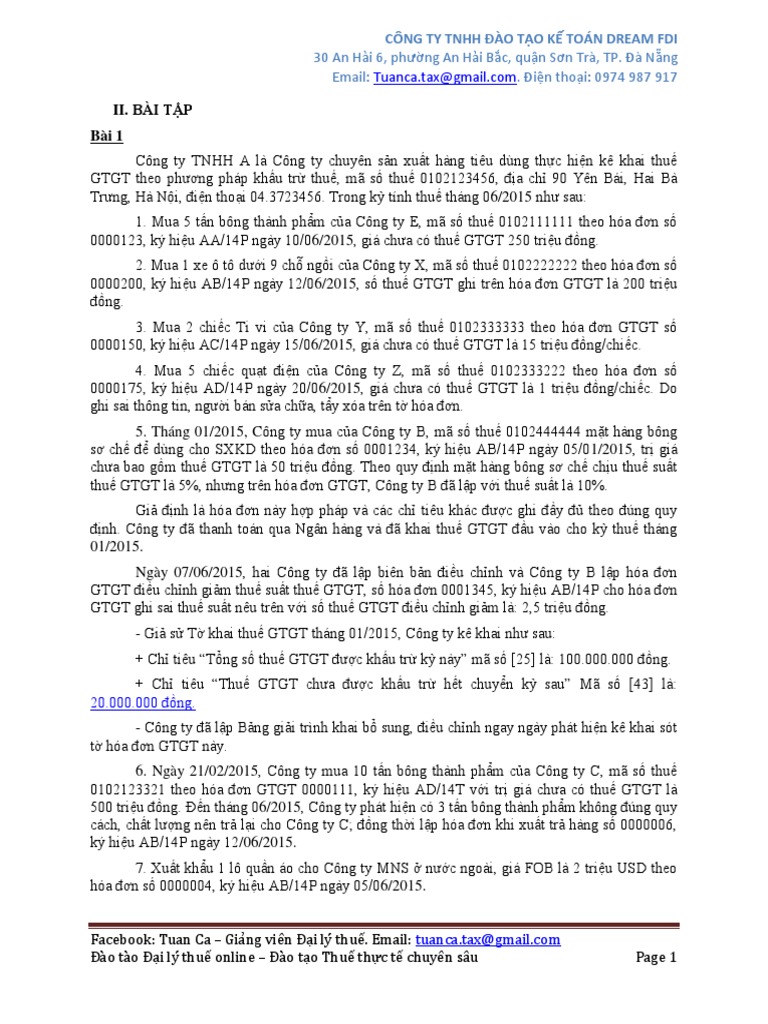 4a. Bai Tap Thue GTGT | PDF