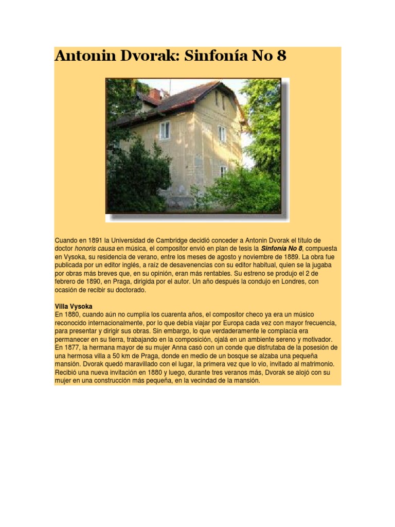 Dvorak Sinfonia 8 | PDF | Las artes escénicas | Música clásica