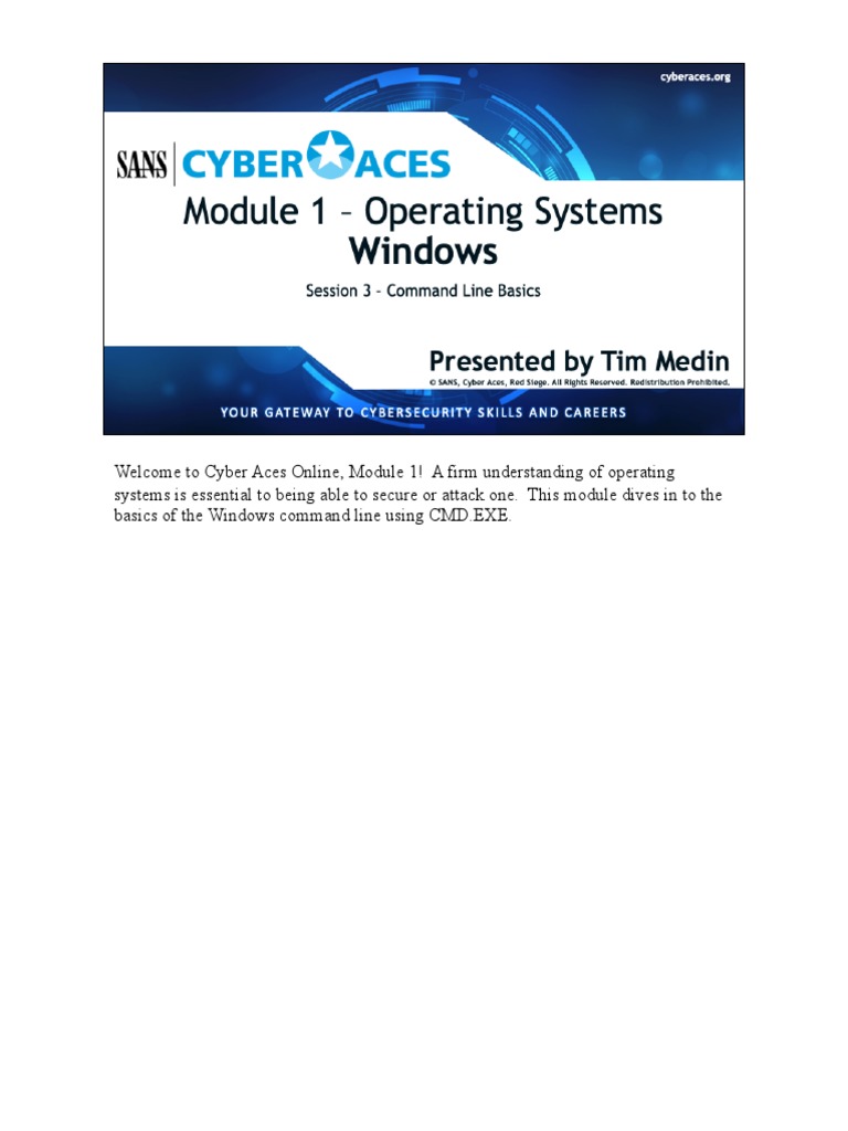 CyberAces Module1-Windows 3 CommandLineBasics | PDF | Command Line ...