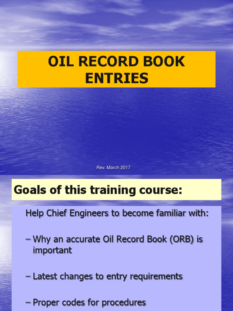 Essential Oil Record Book Training Guide | PDF | Fuel Oil | Pollution