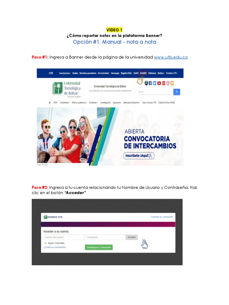 Reporte de Notas en Banner UTB | PDF | Microsoft Excel | Informática