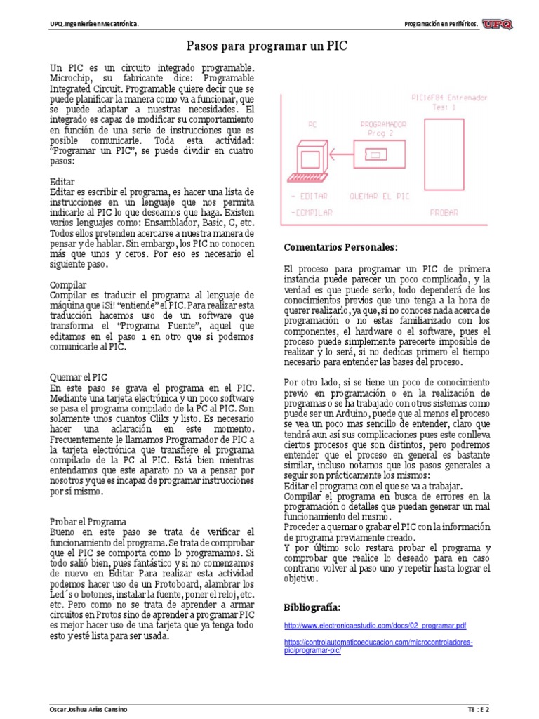 Pasos para Programar Un PIC | PDF | Lenguaje de programación | Programa ...