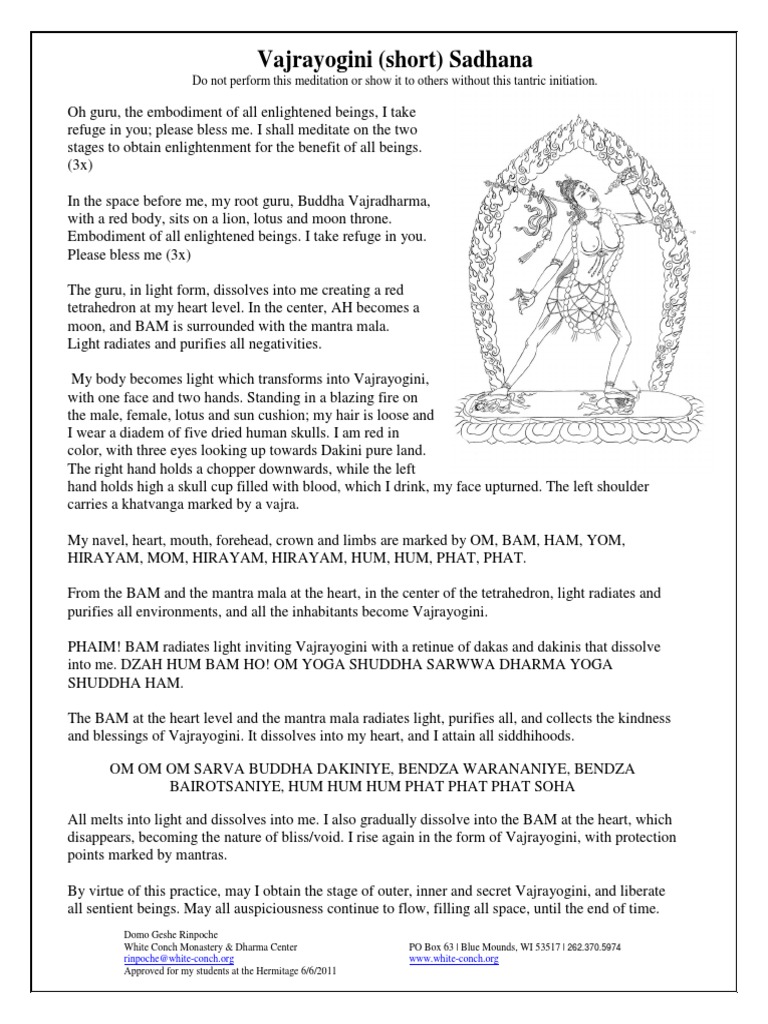 Vajrayogini Short Sadhana Guide | PDF | Vajrayana | Buddhist Philosophy