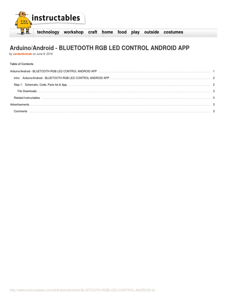 Arduinoandroid Bluetooth Rgb Led Control Android A Pdf Mobile App Rgb Color Model 