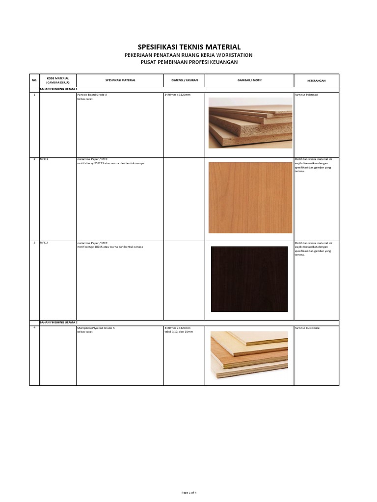 Spesifikasi Teknis Material | PDF