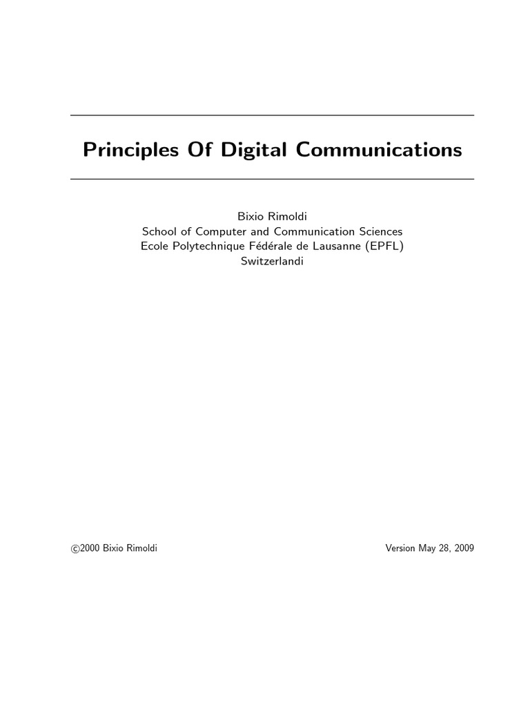 Principles of Digital Communication | PDF | Random Variable | Filter ...