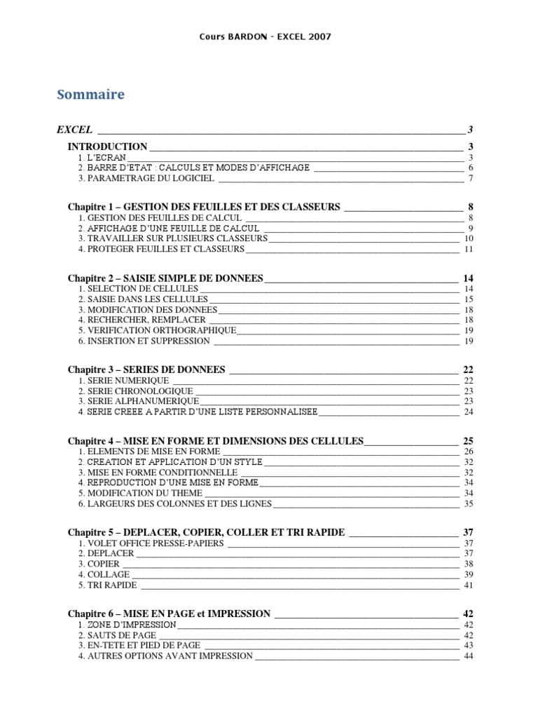 Excel07 Cours | PDF | Microsoft Excel | Interaction humain-ordinateur