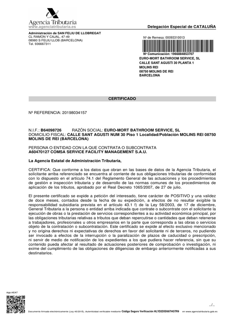 Comsa Service Facility Management S.A.U. 20191127 PDF | PDF | Estatuto ...