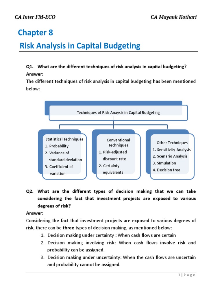 Risk Analysis in Capital Budgeting | PDF | Net Present Value | Capital ...