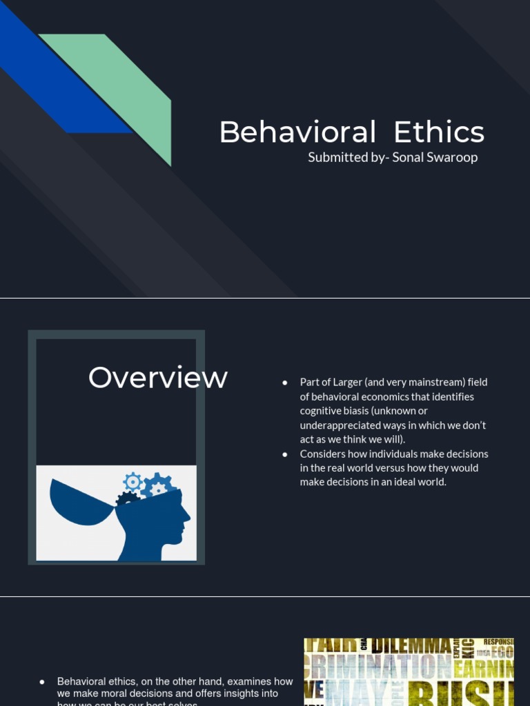 Behavioral Ethics - Sonal Swaroop | PDF | Action (Philosophy) | Emergence
