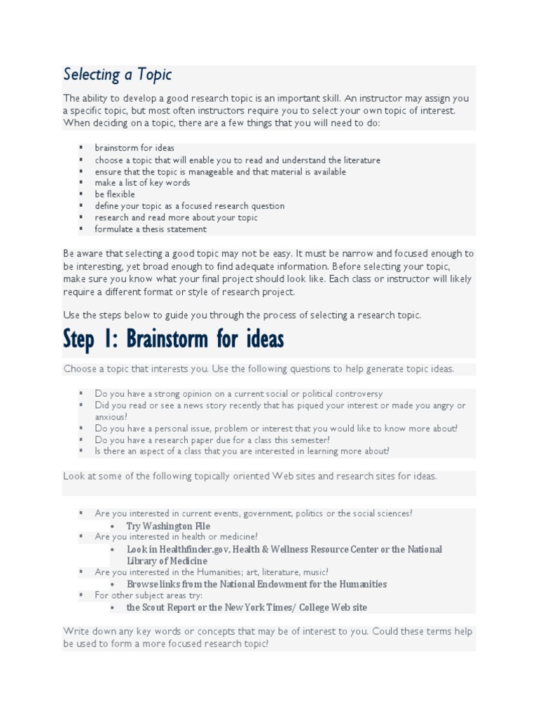 Selecting and Limiting A Topic | PDF | Encyclopedias | Web Search Engine