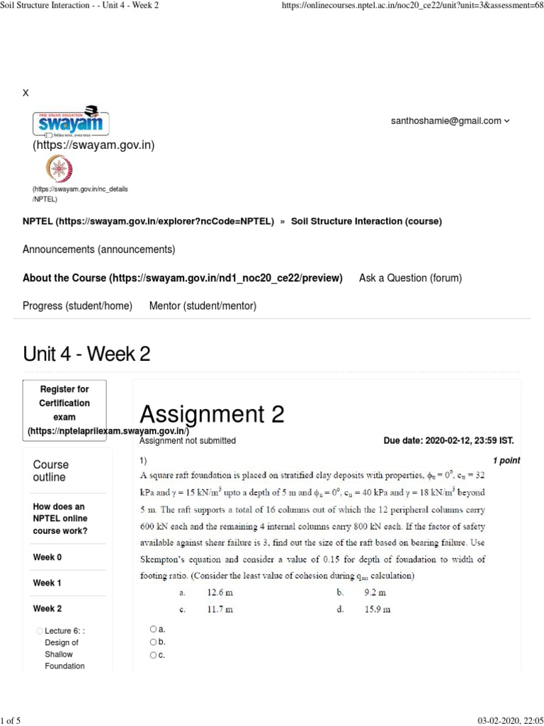 Soil Structure Interaction - Unit 4 - Week 2 | PDF | Educational ...