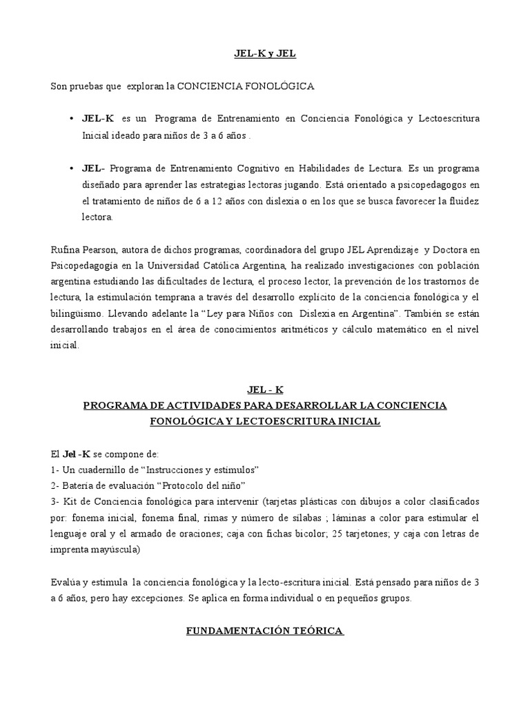 Teorico Jel K Carpeta - Odt | PDF | Dislexia | Palabra