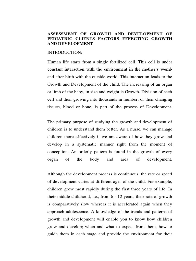 Assessment of Growth and Development | PDF | Child Development ...