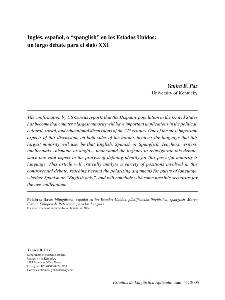 SPANGLISH | PDF | Idioma en Inglés | Multilingüismo