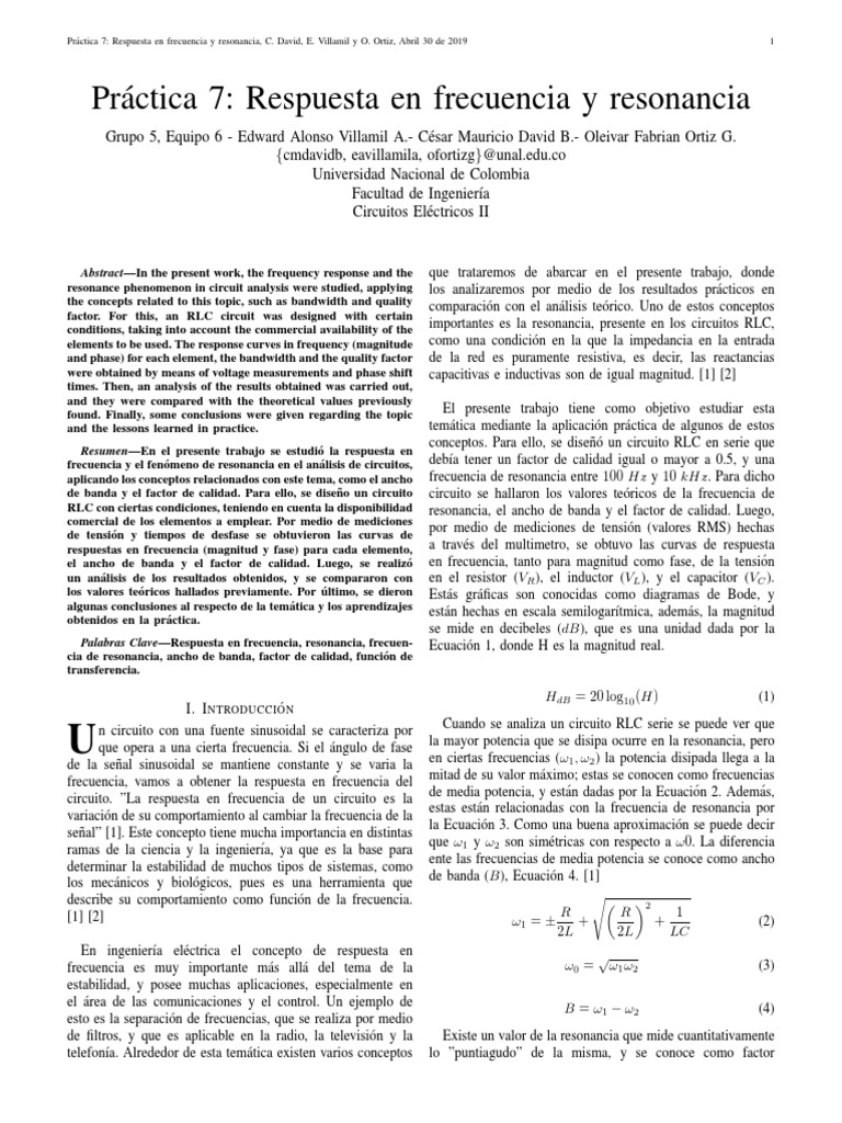 Informe PR Ctica 7 Circuitos | PDF | Energia electrica | Inductor