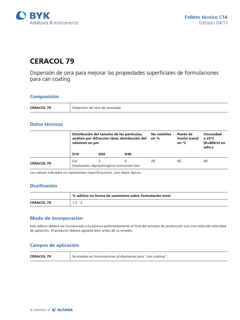 Ceracol 79 | PDF | Química | Ciencias fisicas