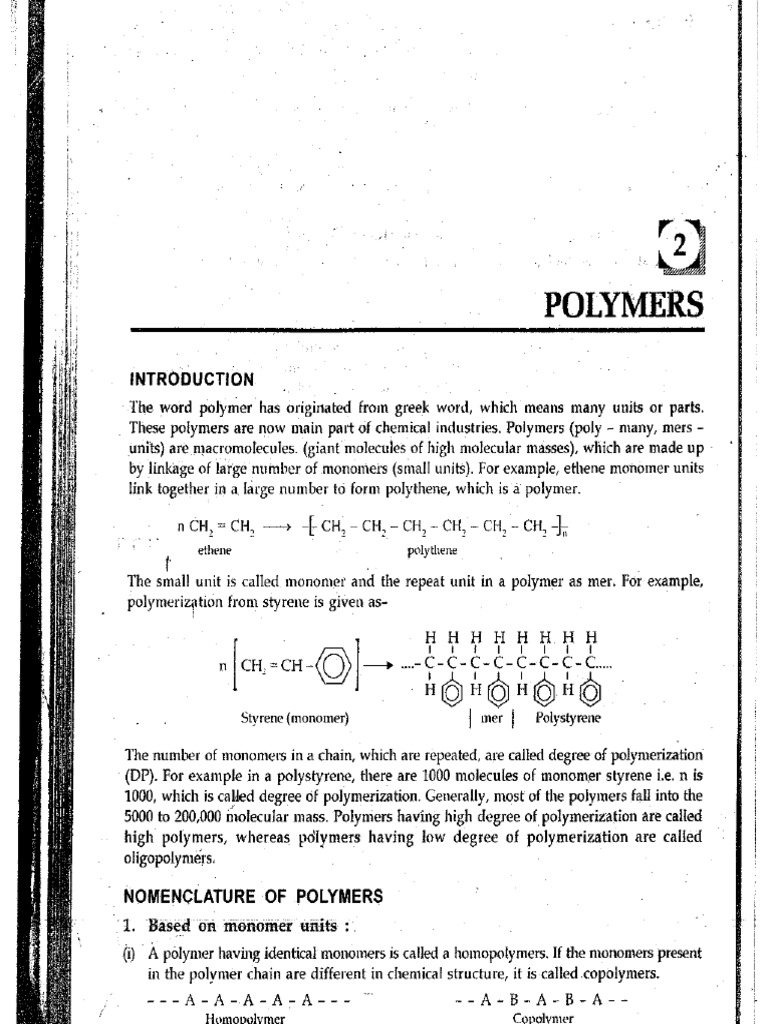 Polymer Chemistry For B.SC - Sem-6th PDF | PDF | Electrical Resistivity ...
