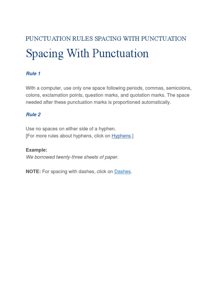 Punctuation Rules Spacing With Punctuation | PDF