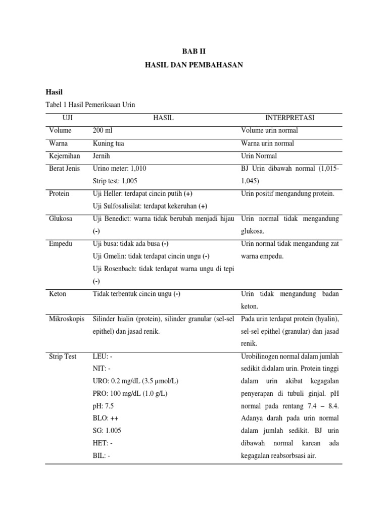 Hasil Dan Pembahasan Uji Urinalisis | PDF
