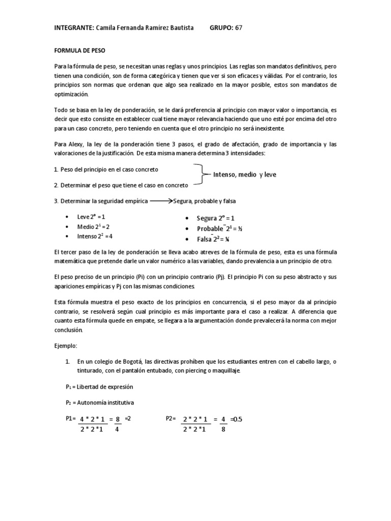 Formula de Peso | PDF | Enseñanza de matemática